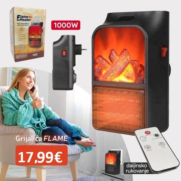 Najjeftinija KUĆNA GRIJALICA KAMIN + DALJINSKI