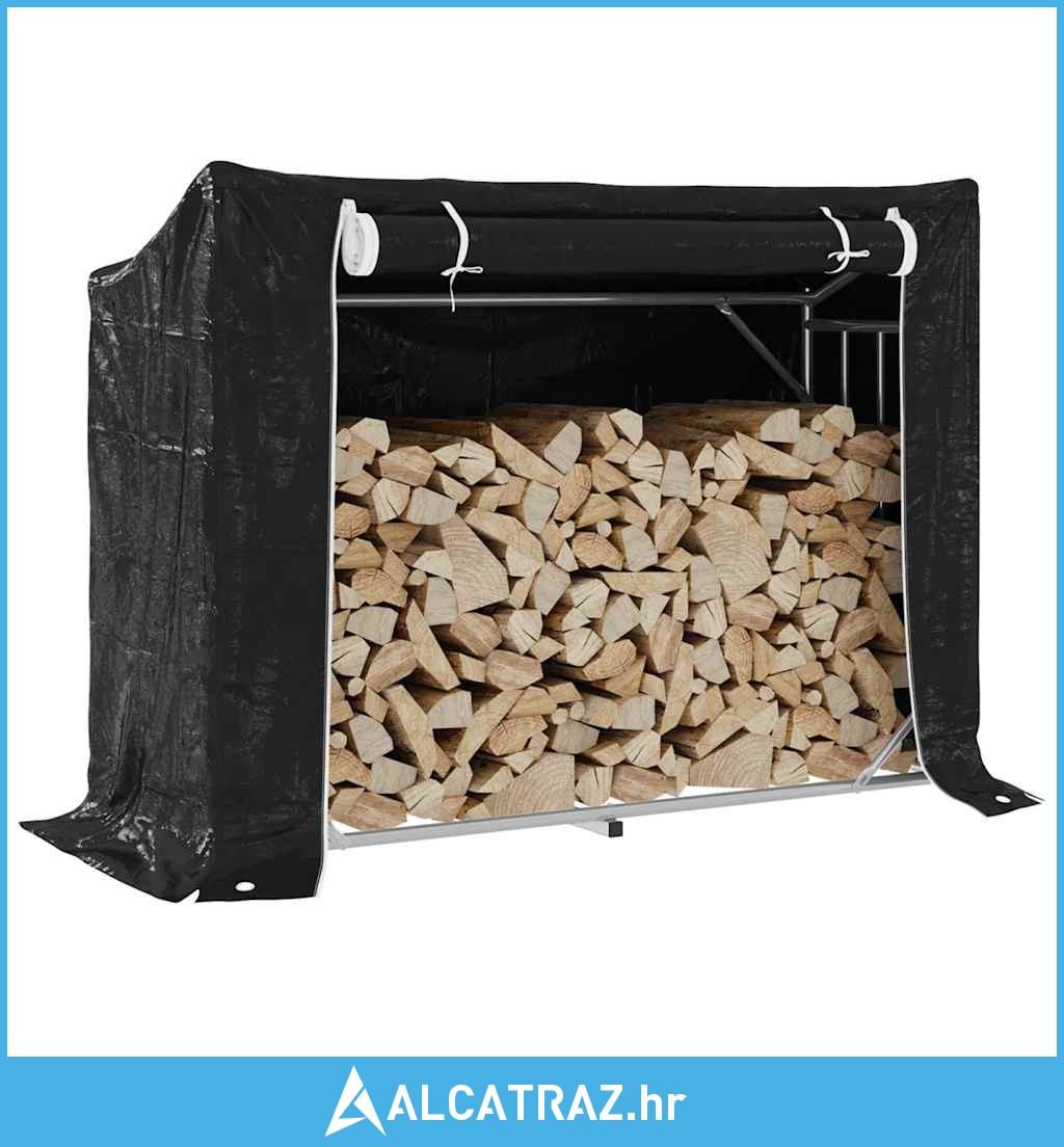 Stalak za drva za ogrjev s kišnom navlakom 151x60,5x110,5 cm - NOVO