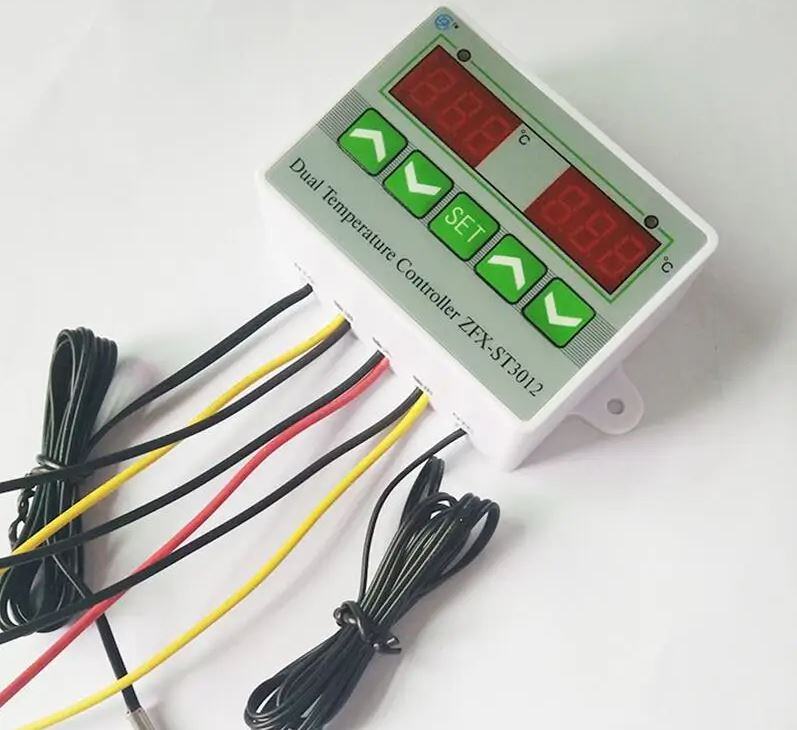 Termostat ST3012 2xLED 2xSonda, dc12v dc24v ac220v inkubator sušara