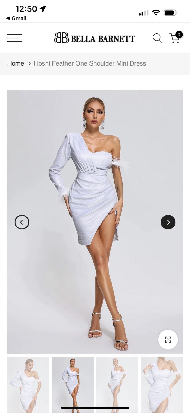 Mini haljina na jedno rame sa perjem