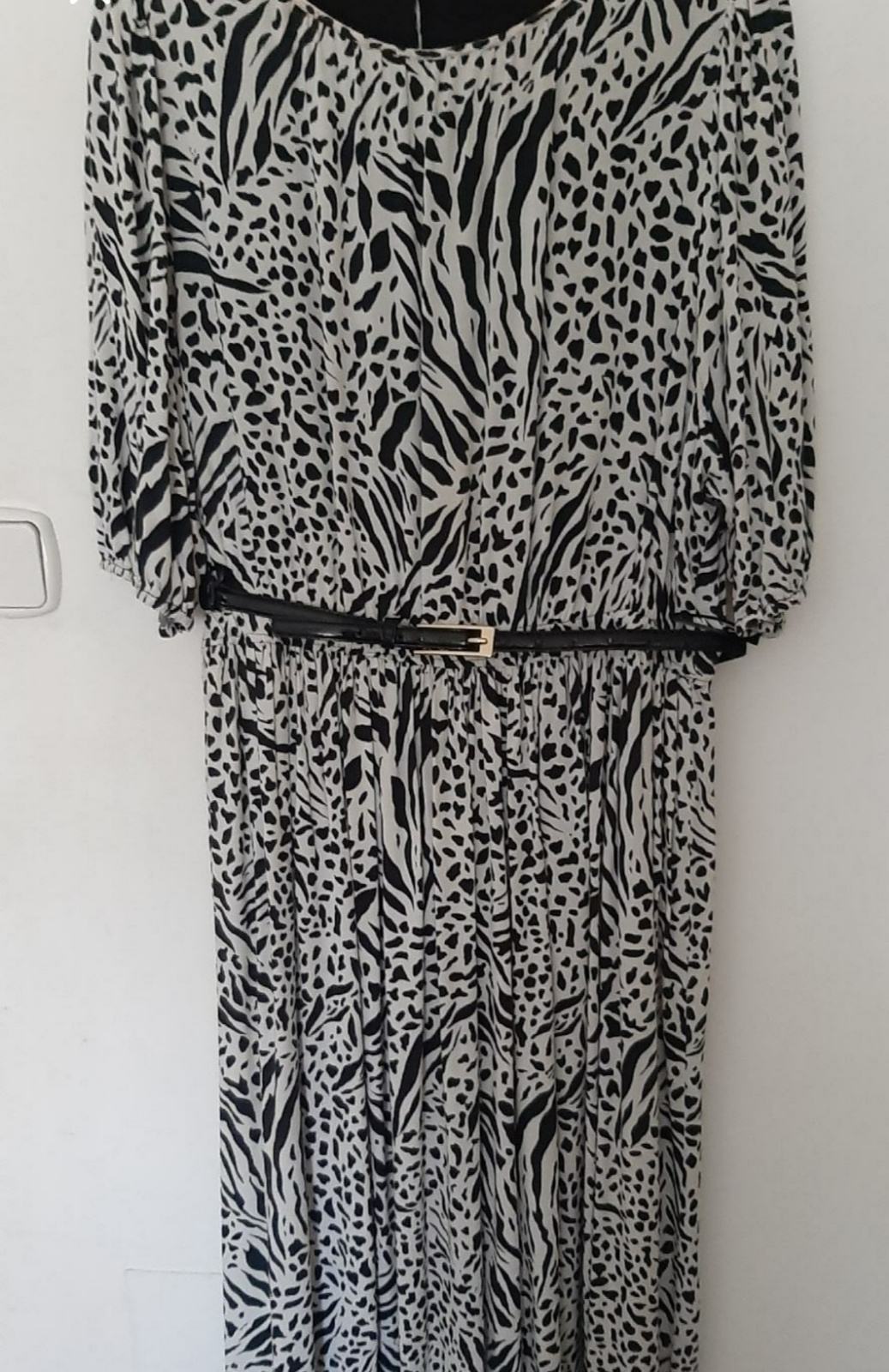 ženska maxi crno bijela haljina