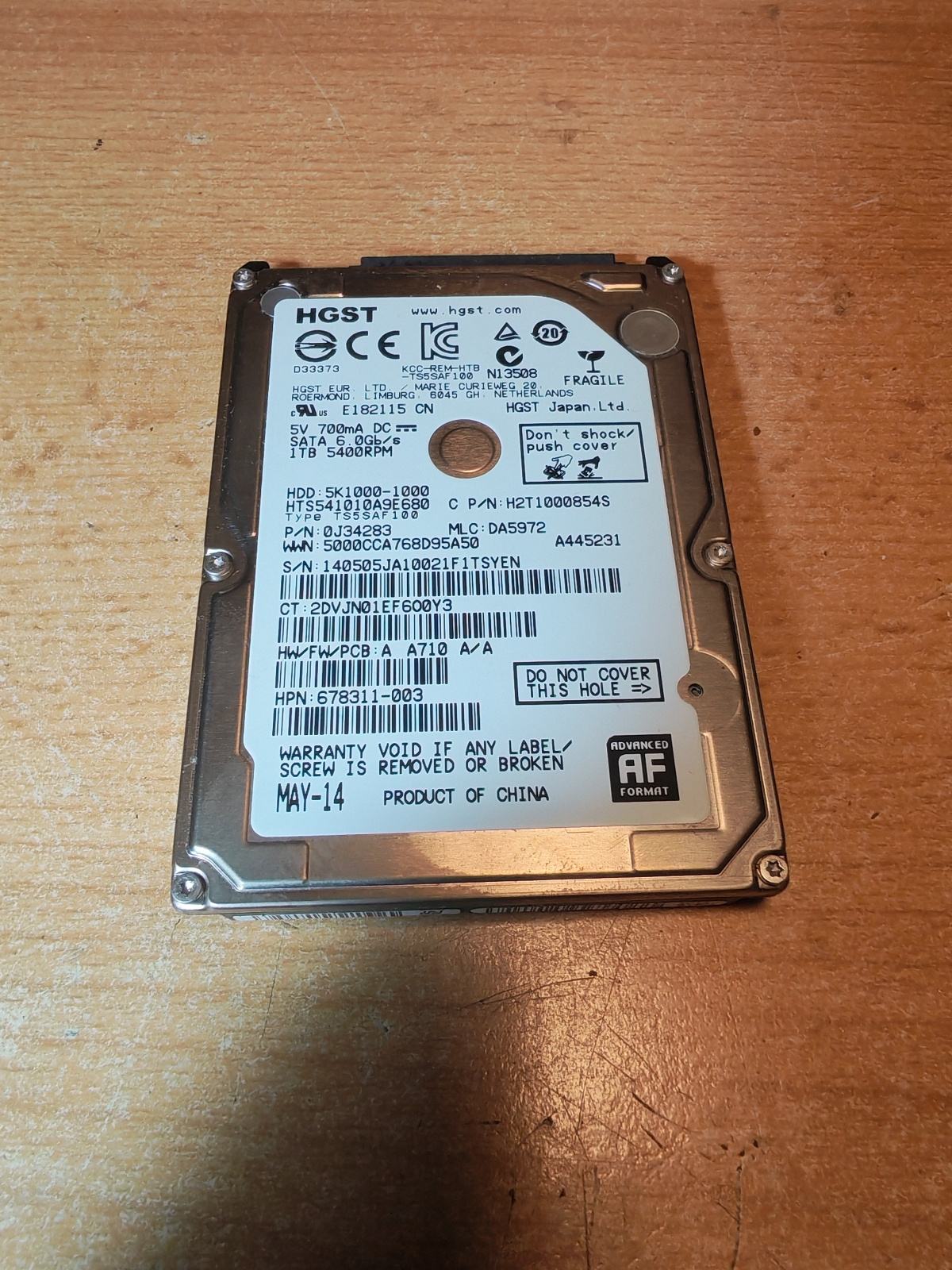 1 TB 2.5 SATA hard disk