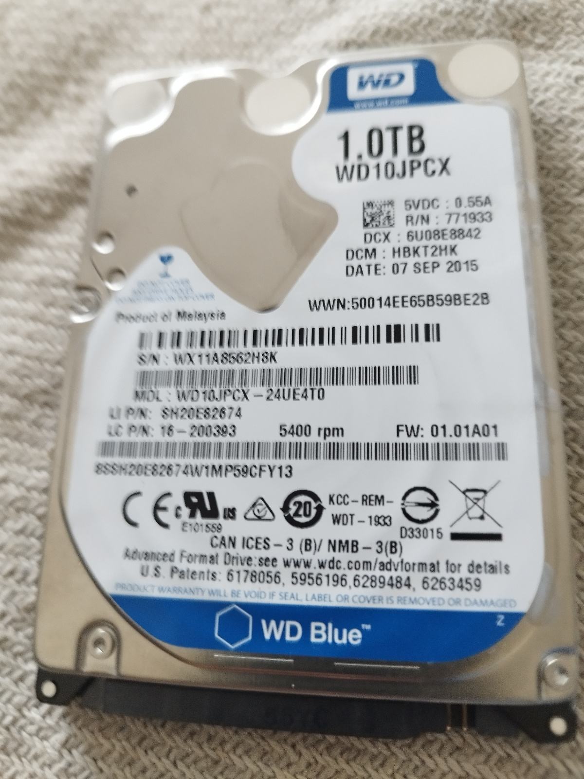 1 TB WD SATA disk, 2.5