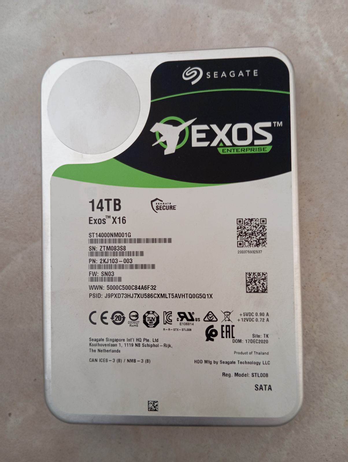 14TB SEAGATE EXOS X16