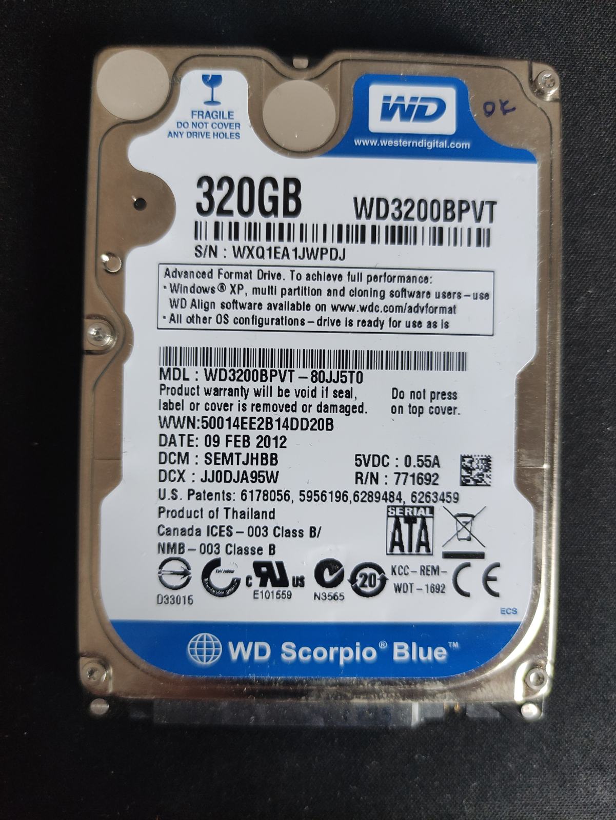 2,5 Hdd 320 gb western digital