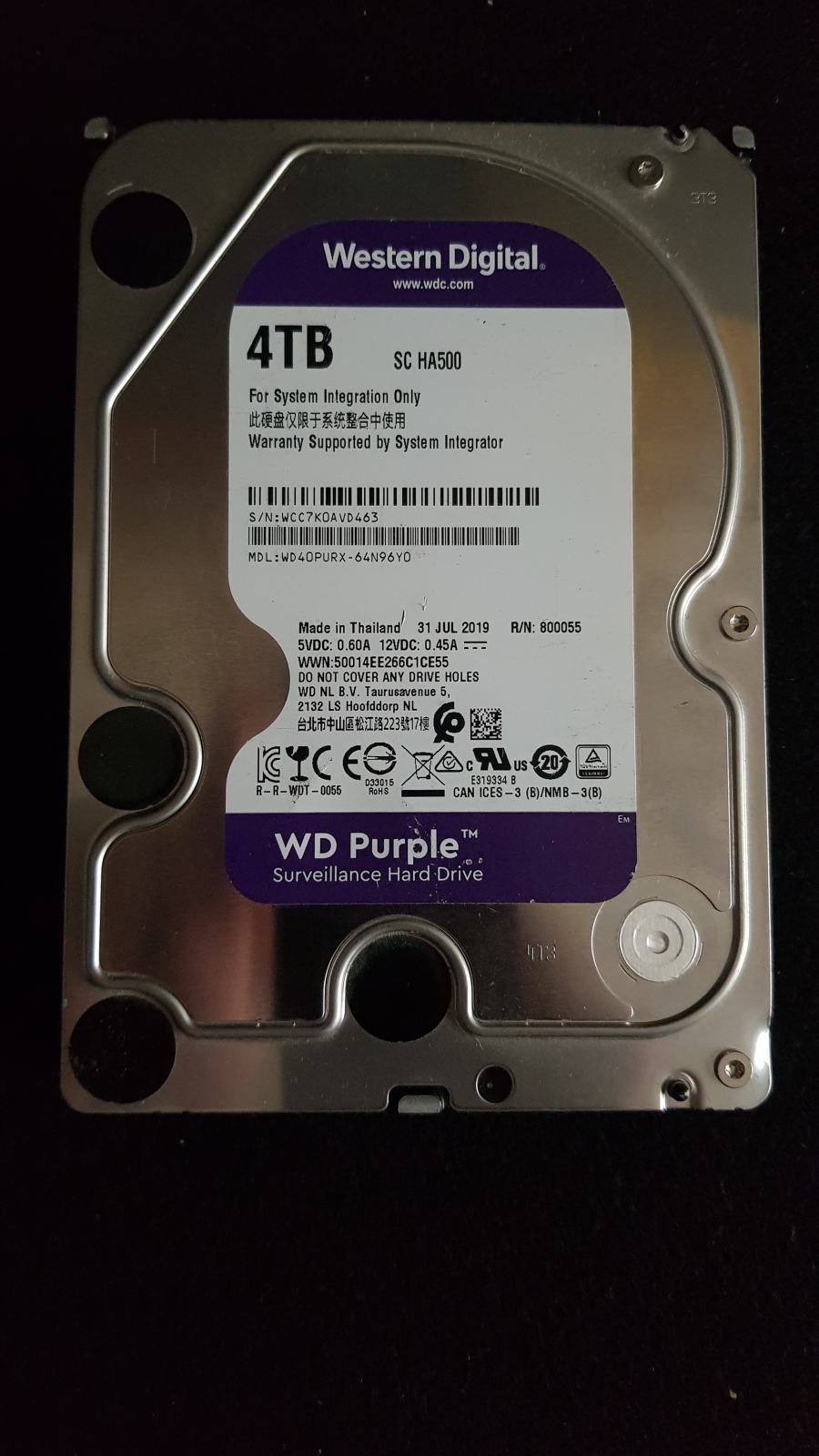 4 TB Hard disk WD SC HA500 07/2019 godina