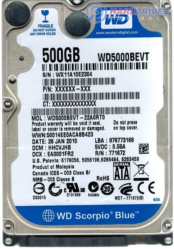 500GB WD5000BEVT-22A0RT0 SATA 2.5 HDD za laptope