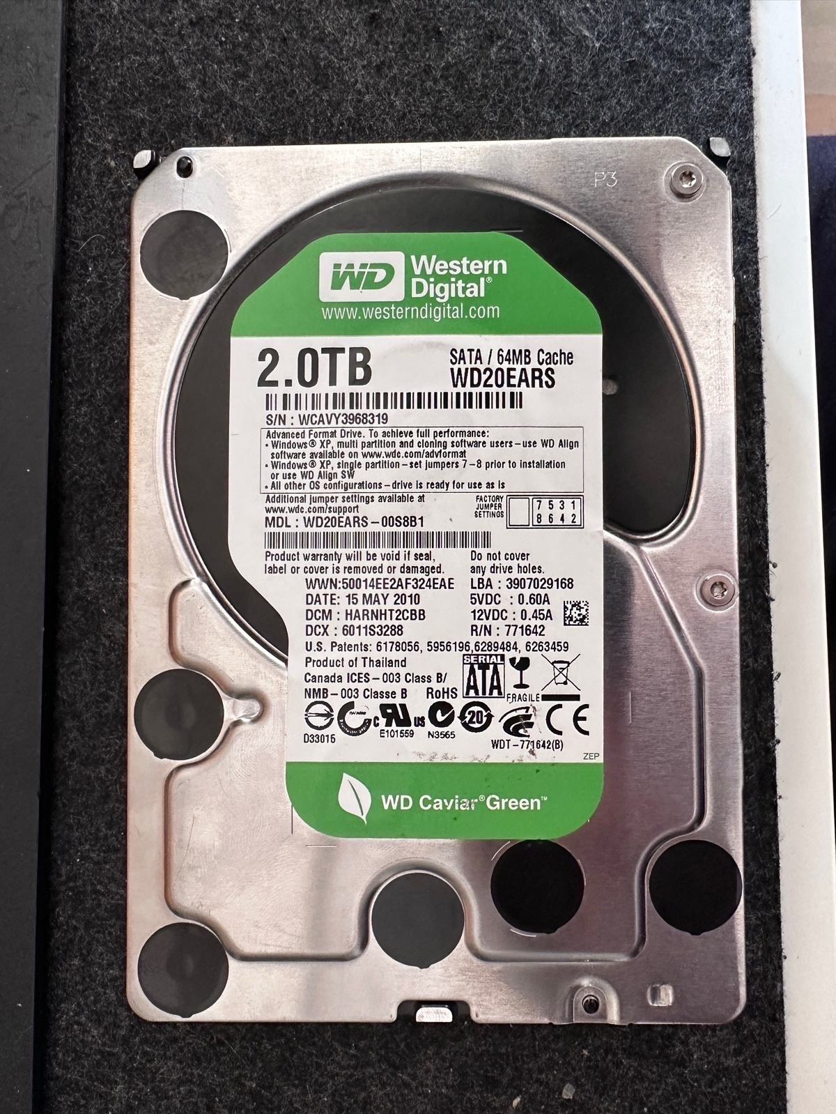 Hard disk 2tb WD Green