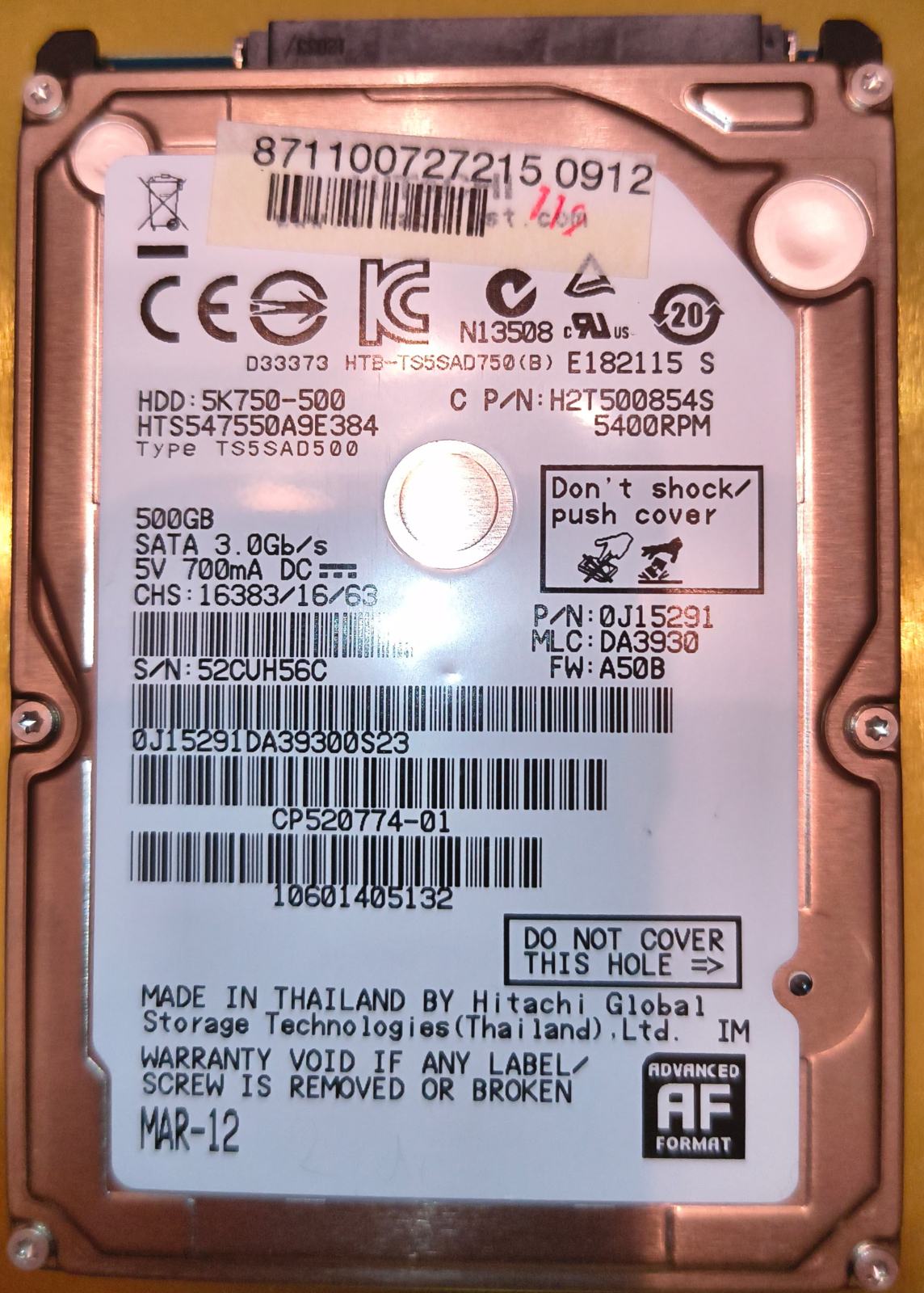 Hard disk 500 GB 2,5 (samo 5 dana rada)