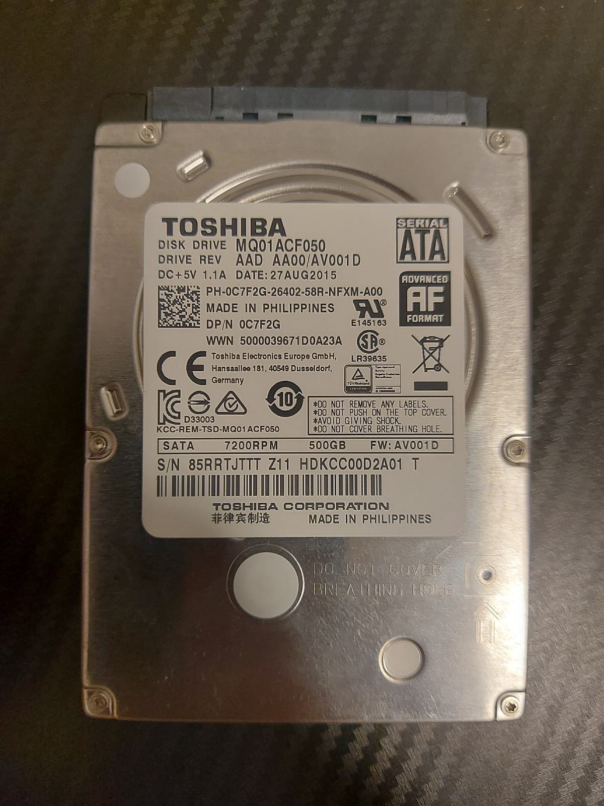 hard disk 500GB, 2.5 SATA