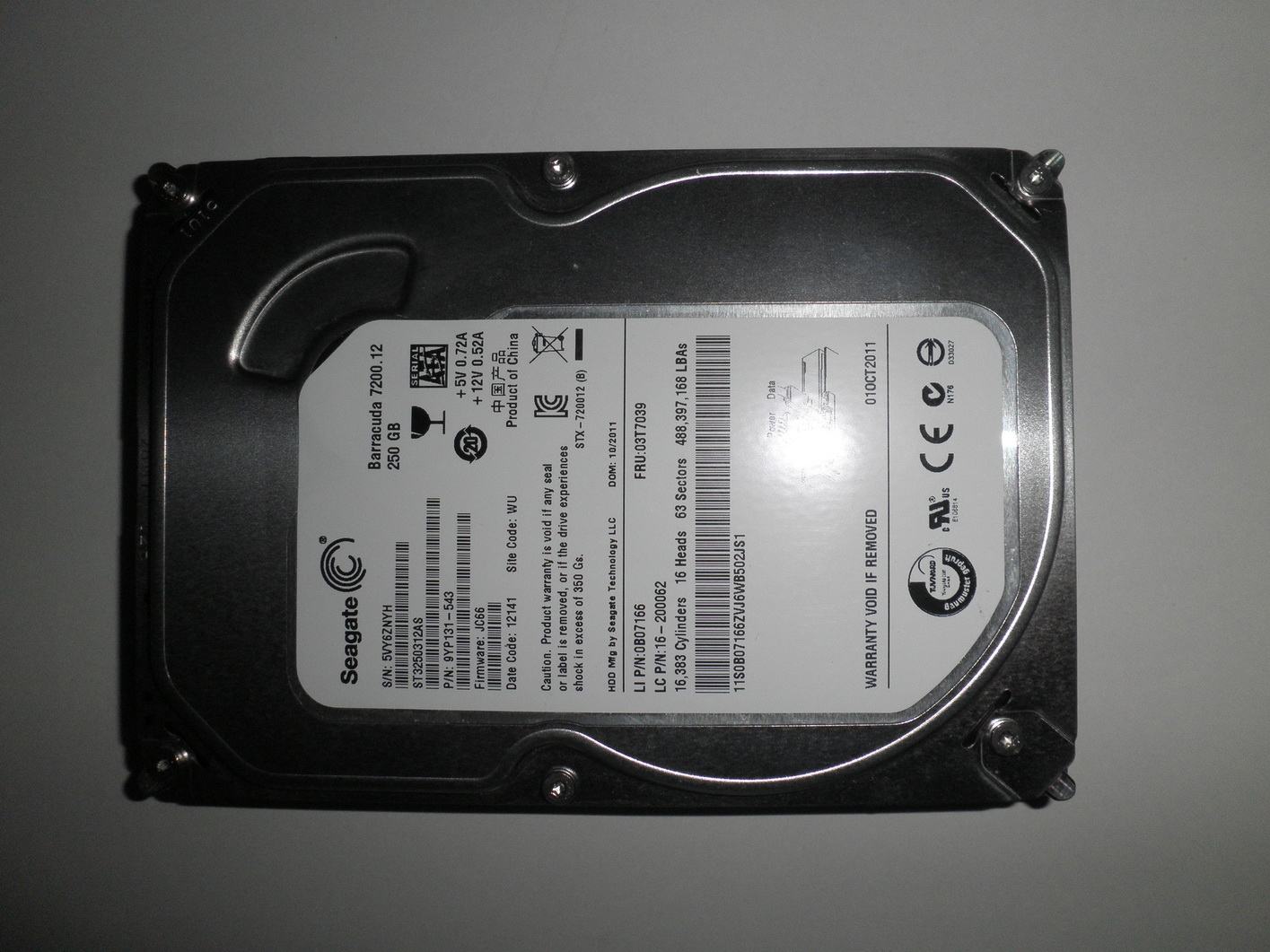 Hard disk Seagate Barracuda ST3250312AS, 250GB, SATA 3, 3.5