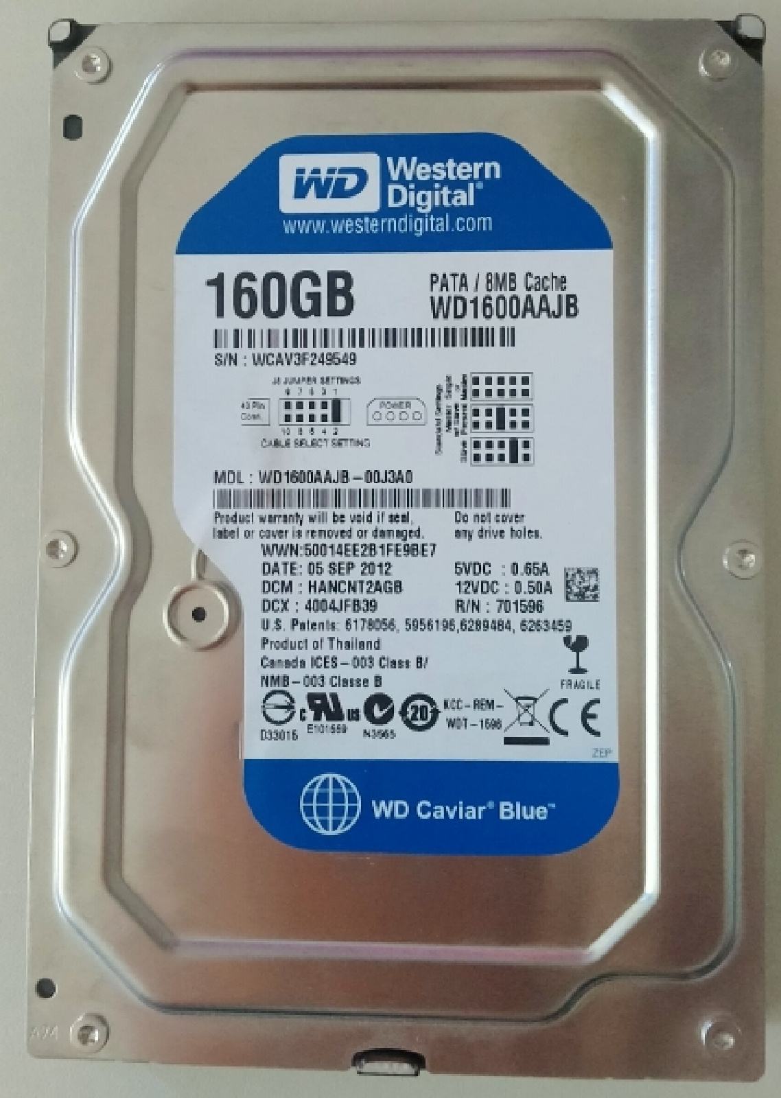 hard disk WD 160 GB PATA