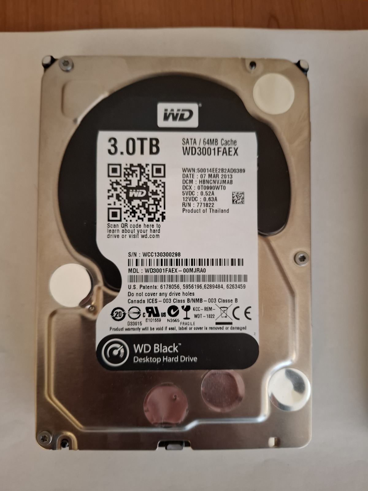 HARD DISK WD BLACK 3TB 64MB