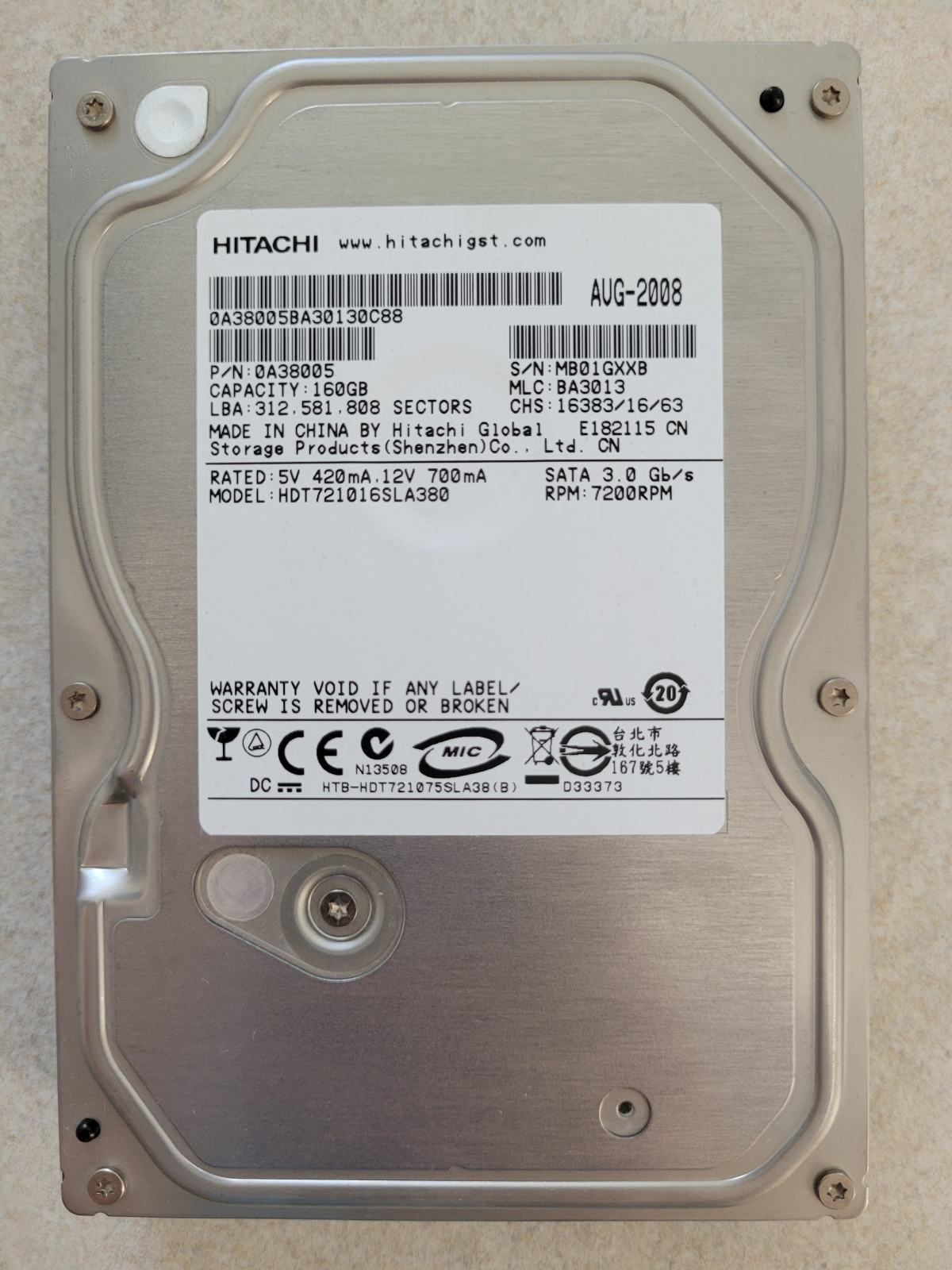 Hdd 160Gb sata