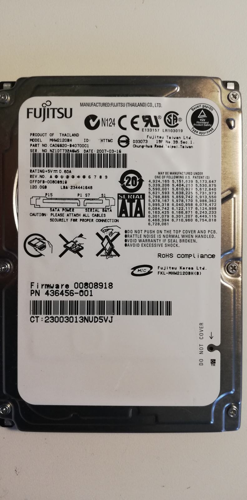 HDD 2,5 120GB Fujitsu SATA