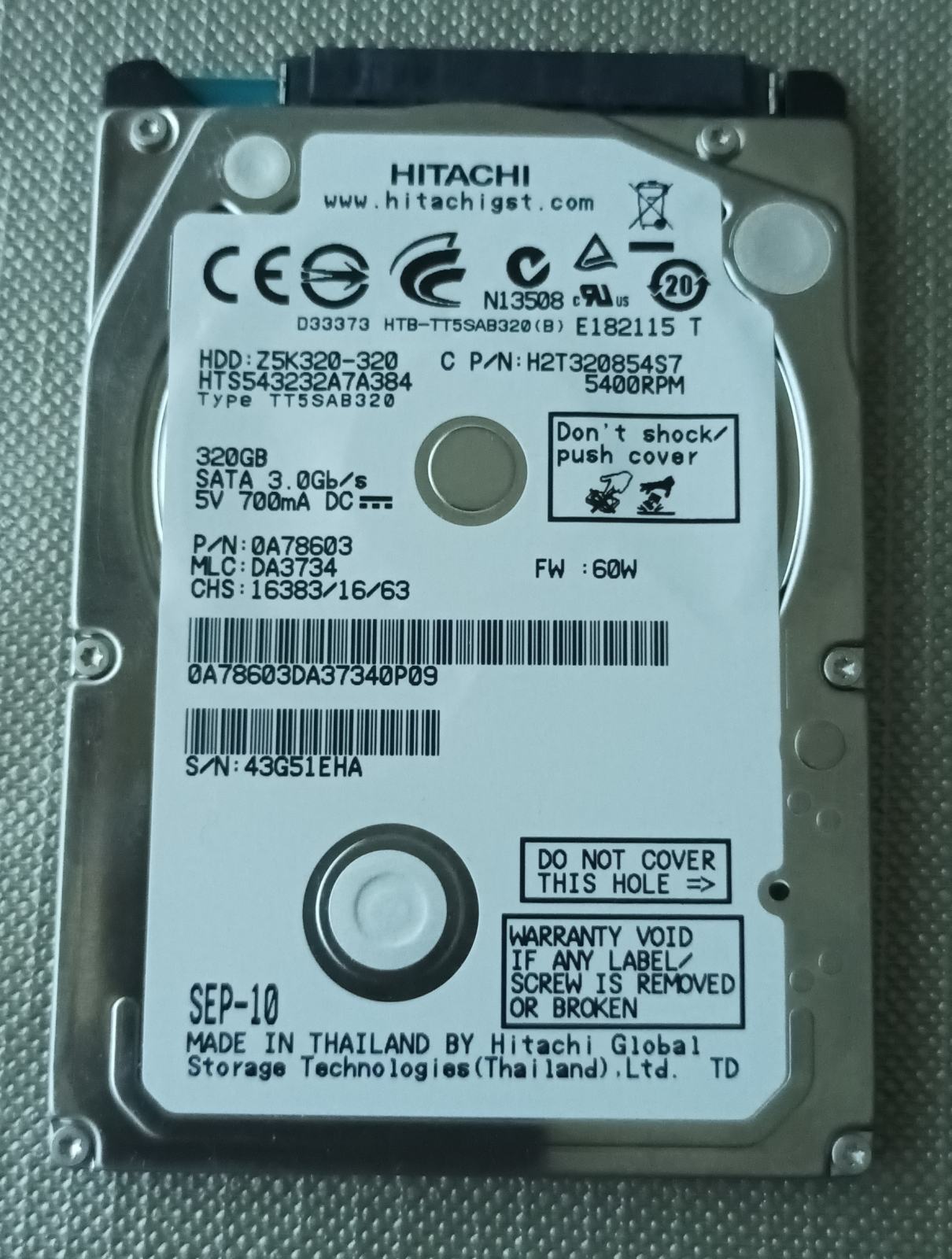 HDD 2.5 Hitachi Z5K320-320 - 320GB 5.4K RPM SATA 7mm