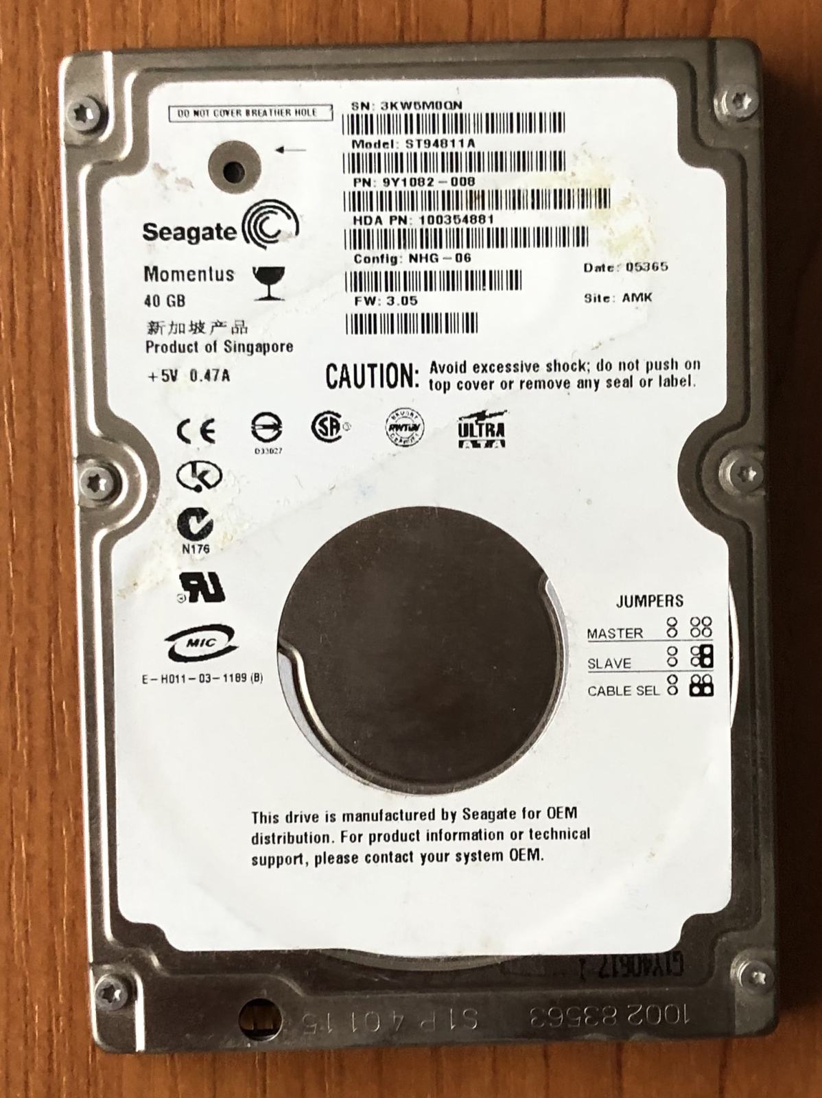 HDD 2,5 Seagate 40 GB IDE
