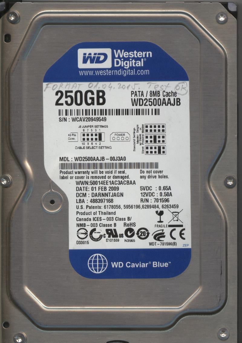 HDD 250GB IDE Western Digital WD2500 3,5 ispravan
