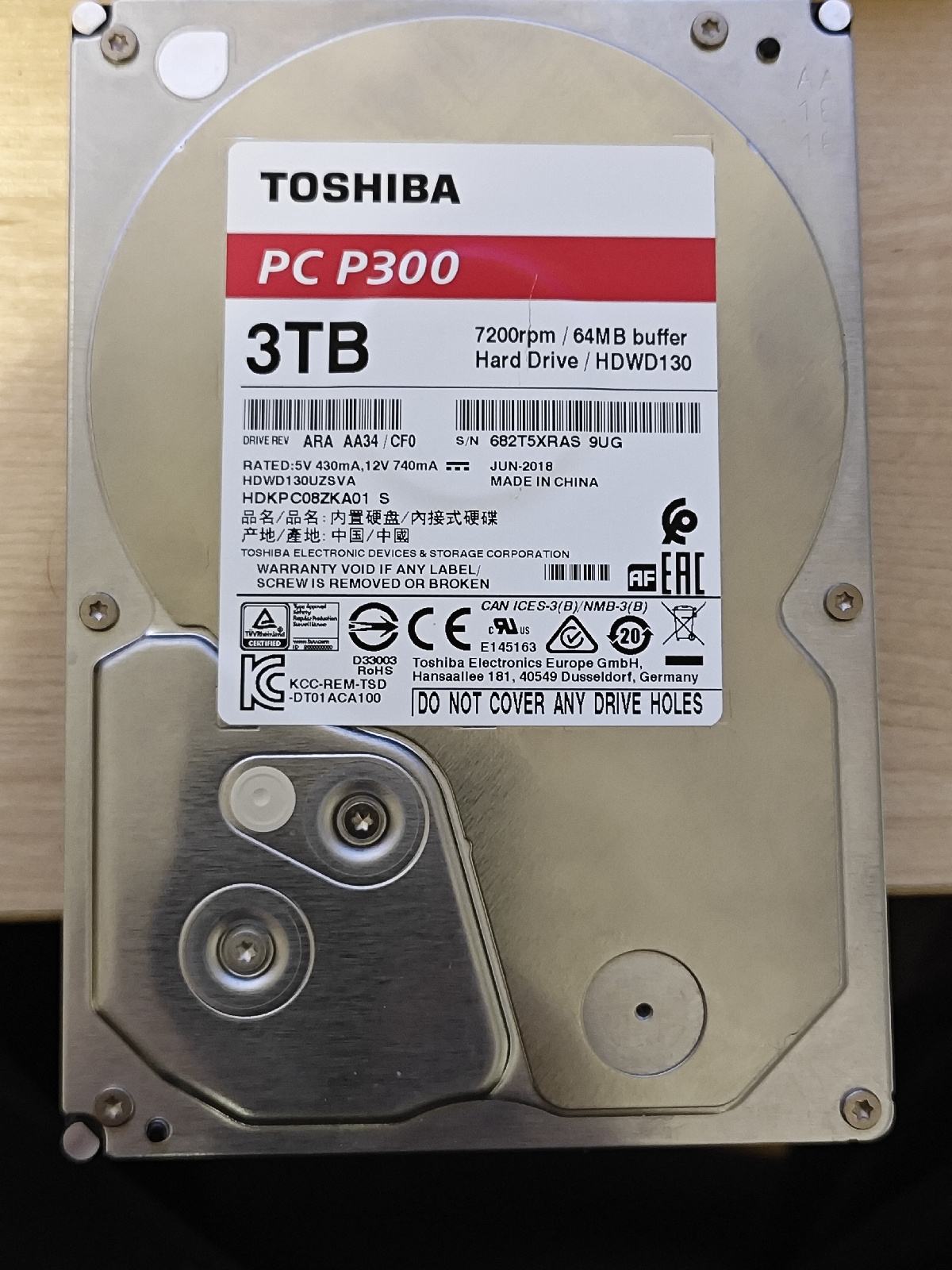 HDD 3 TB Toshiba, 7200 rpm, CMR