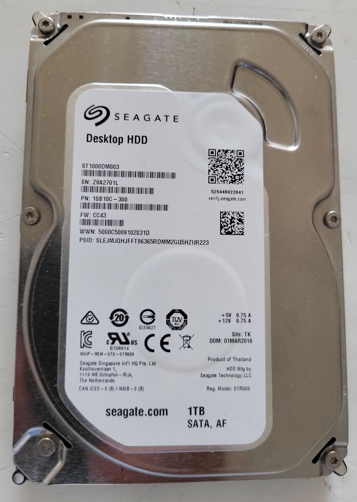 HDD (hard disk) Seagate 1Tb