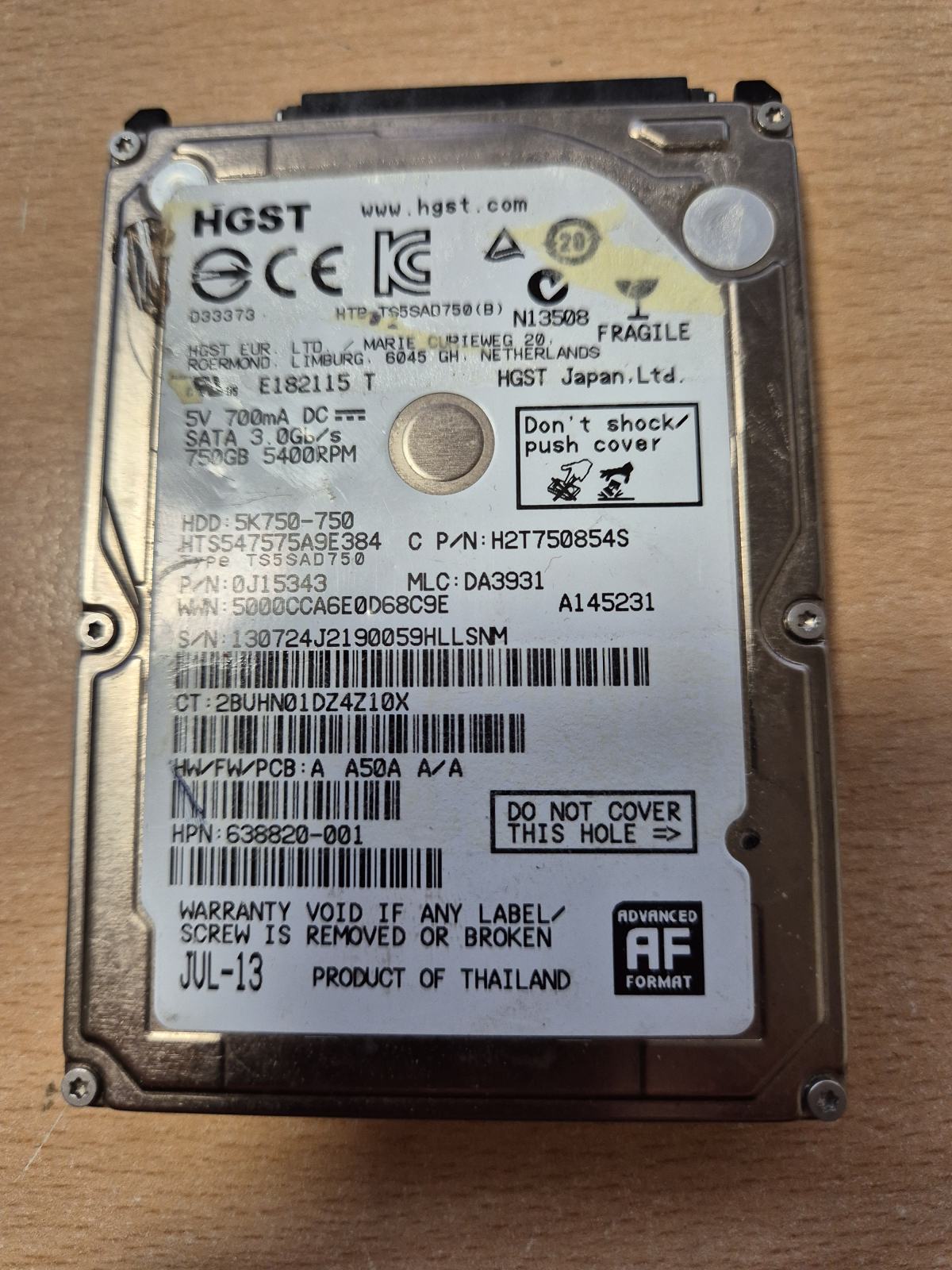 HDD HGST (Hitachi) 750 GB 2.5