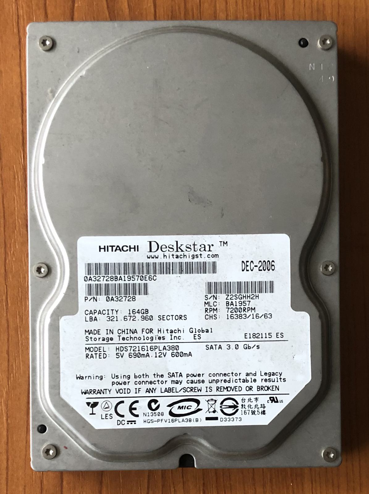HDD Hitachi 164 GB SATA