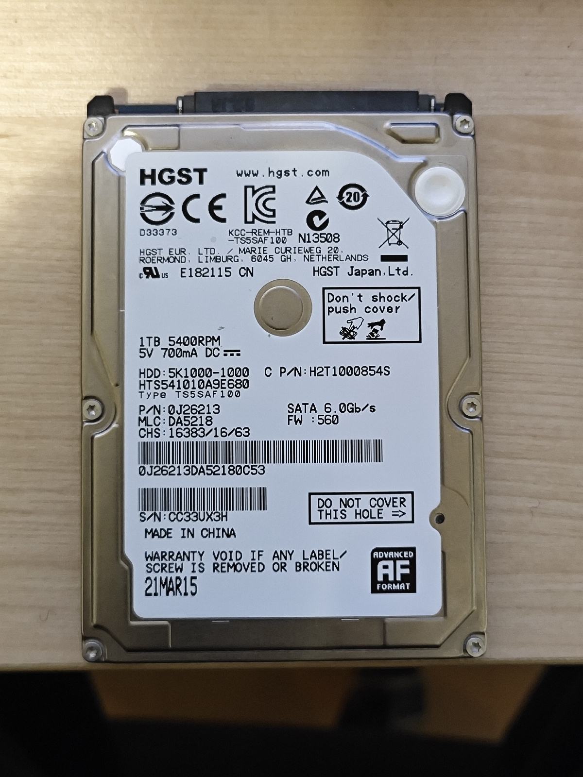 HDD Hitachi (HGST) 1 TB 2.5