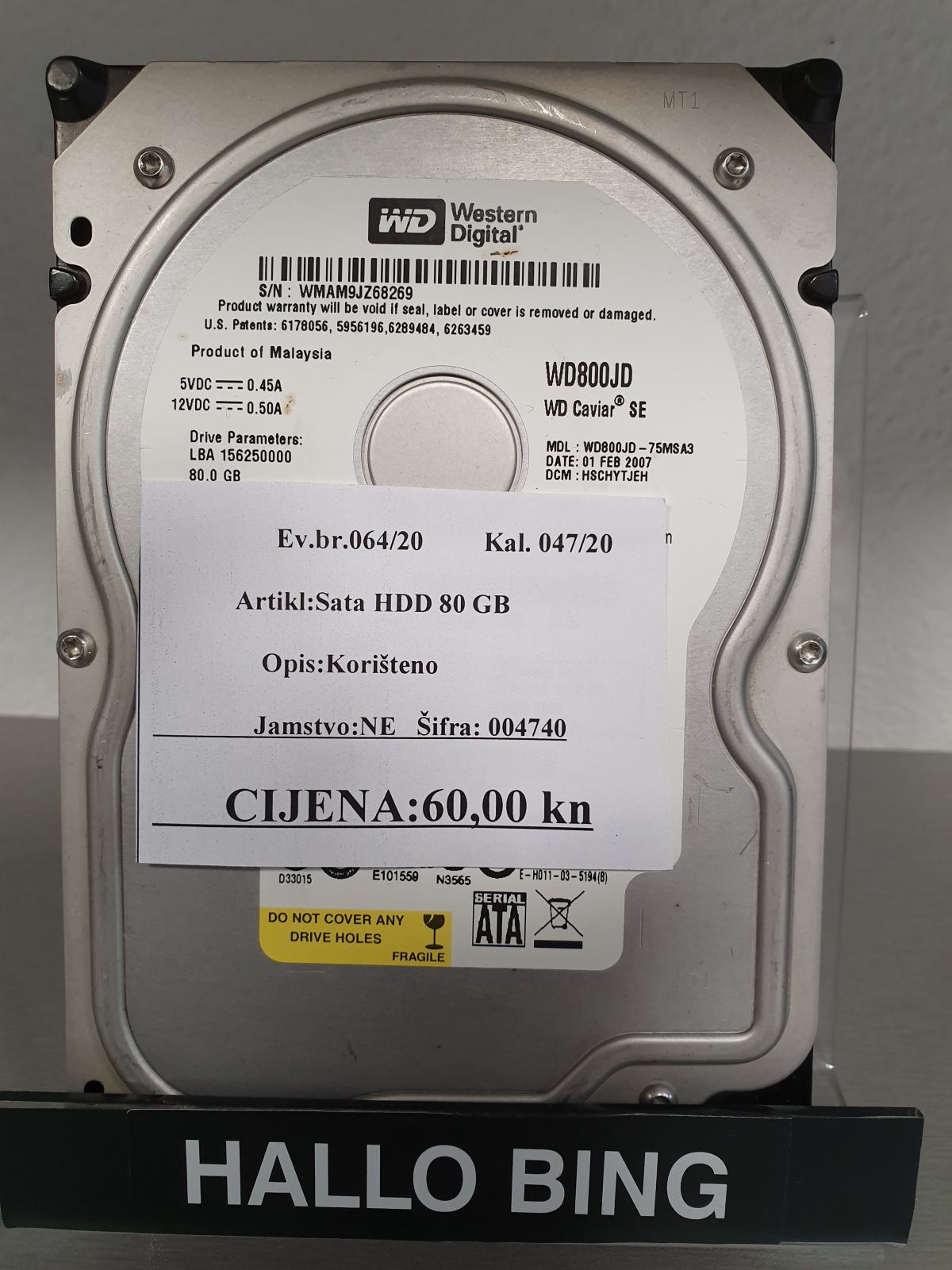Sata HDD 80 gb