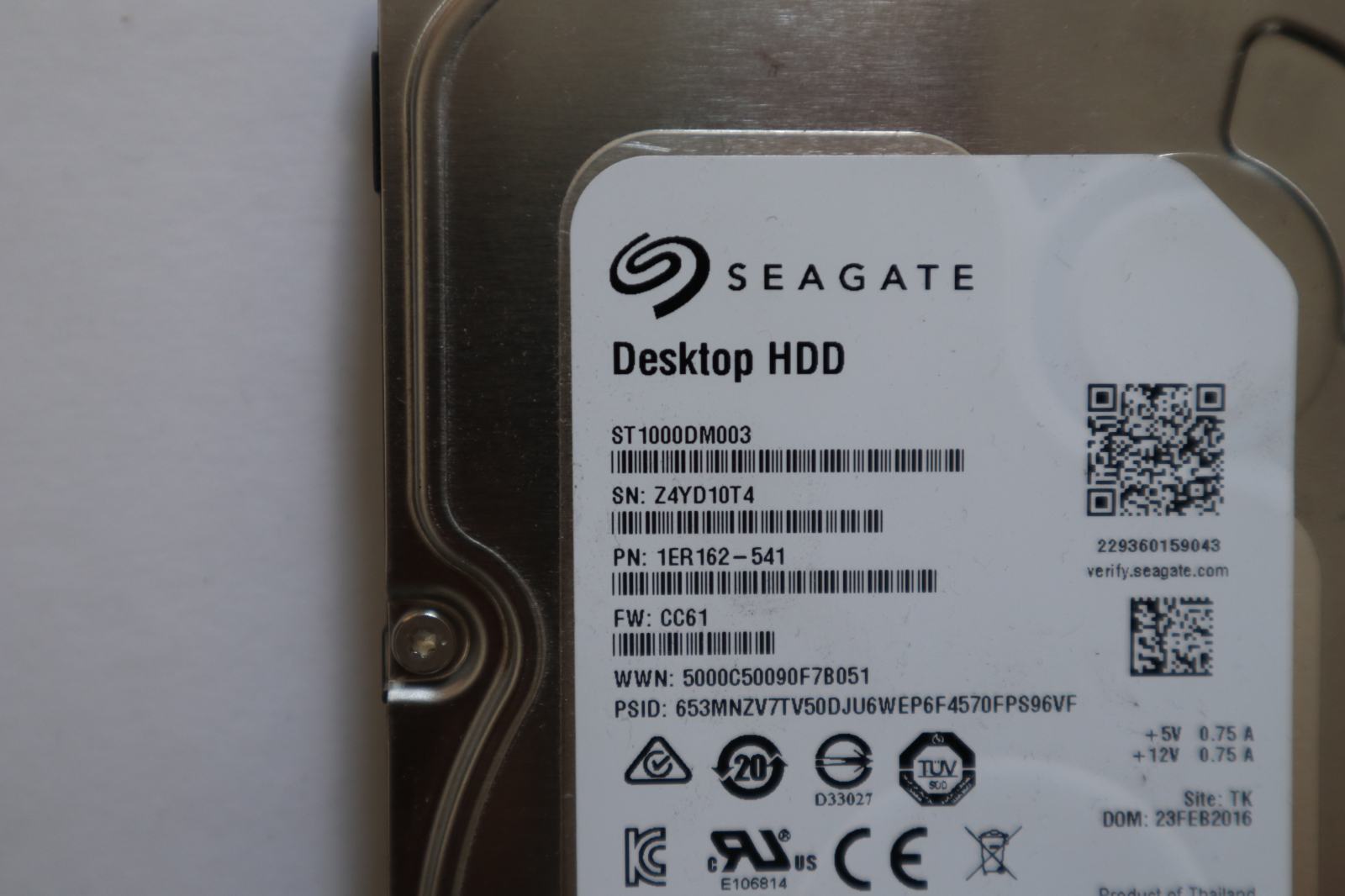 Seagate Barracuda 1TB SATA disk