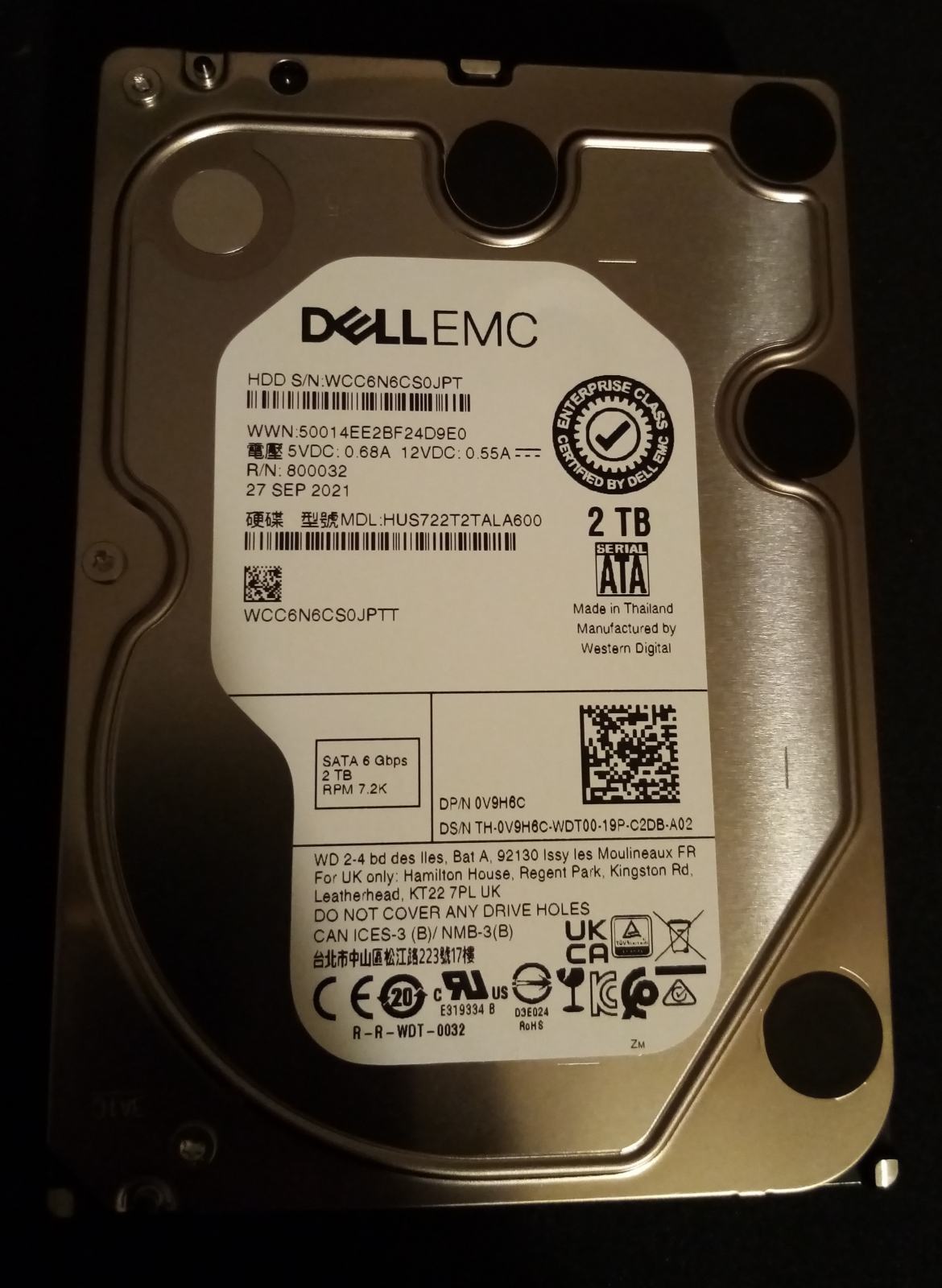 SERVER HDD DELL EMC 2TB SATA 7.2K 6GBPS 3.5 HUS722T2TALA600