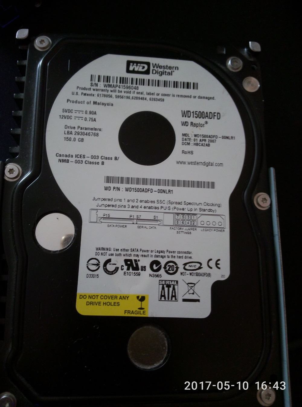 WD Raptor HDD 150 GB