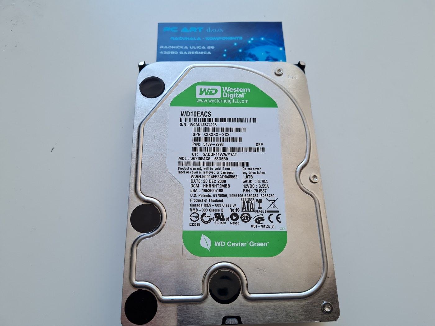 Western Digital Caviar Green WD10EACS 1TB 3.5 SATA HDD - Račun / R1