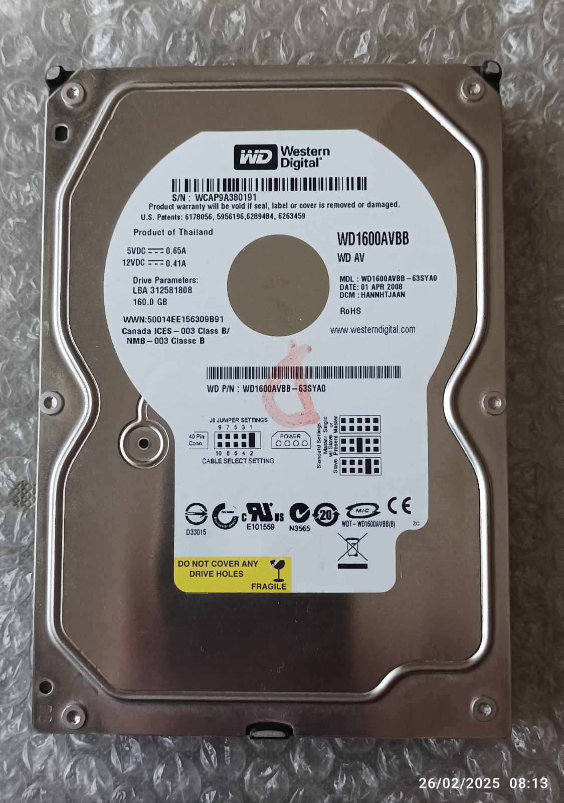 Western Digital IDE 160 GB WD1600AVBB