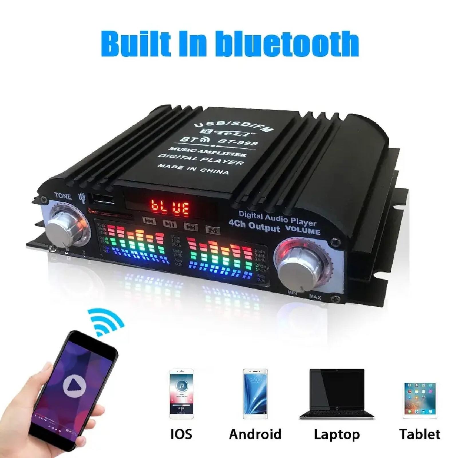 Hi-Fi Audio Amplifier BLUETOOTH USB SD FM NOVO!!