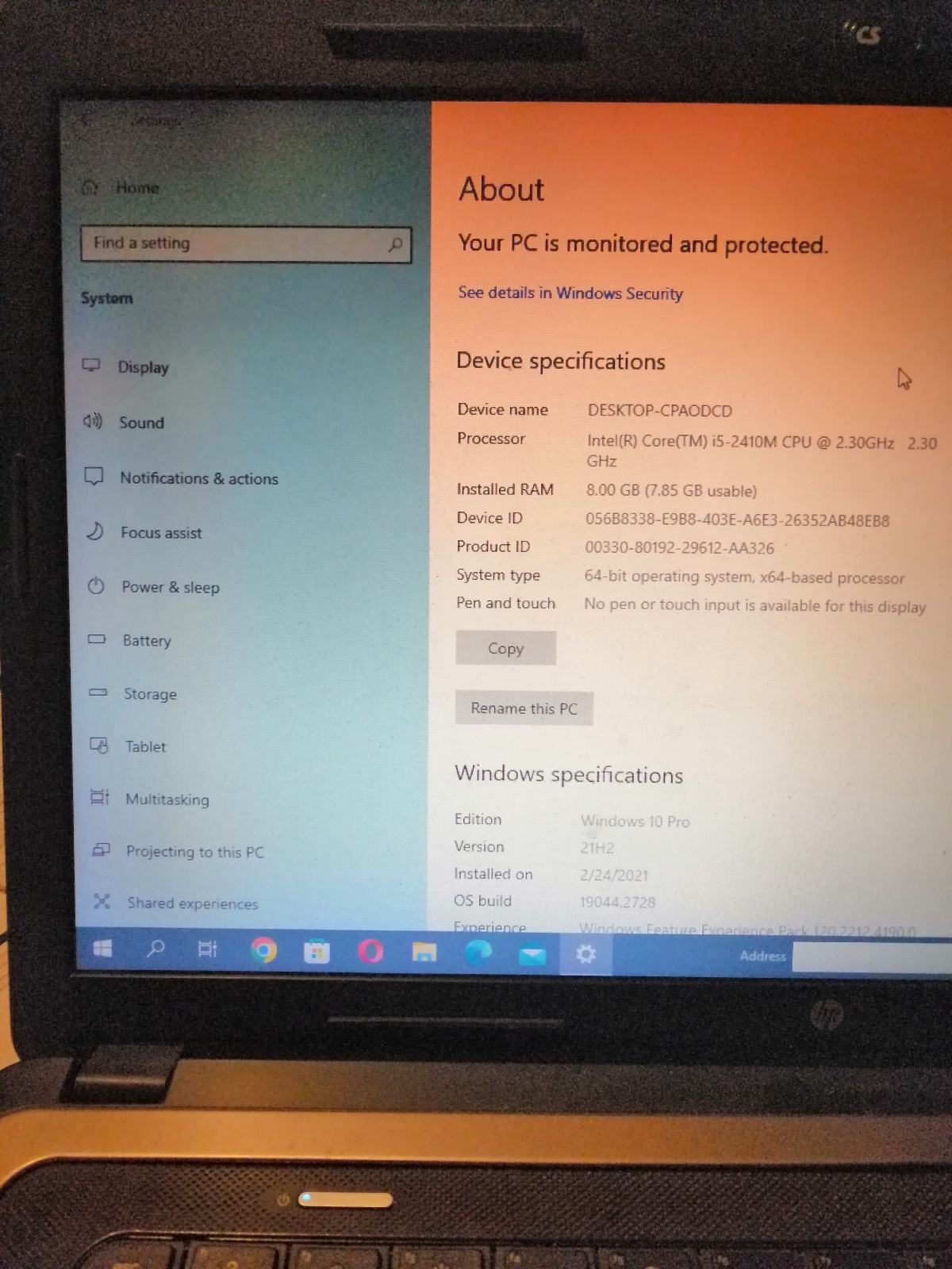 HP 630 i5-2410M,8 gb