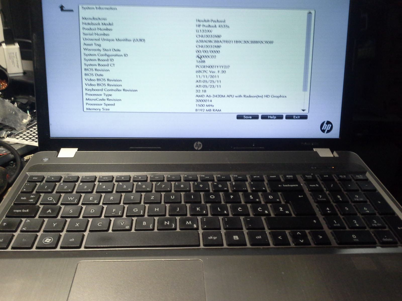 HP PROBOOK 4535s...AMD a6-3420 maticna , dijelovi...info mail