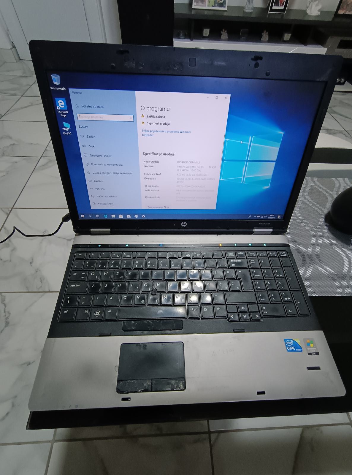 HP Probook 6550b Intel Core i5,4gb,250 gb,batt OK