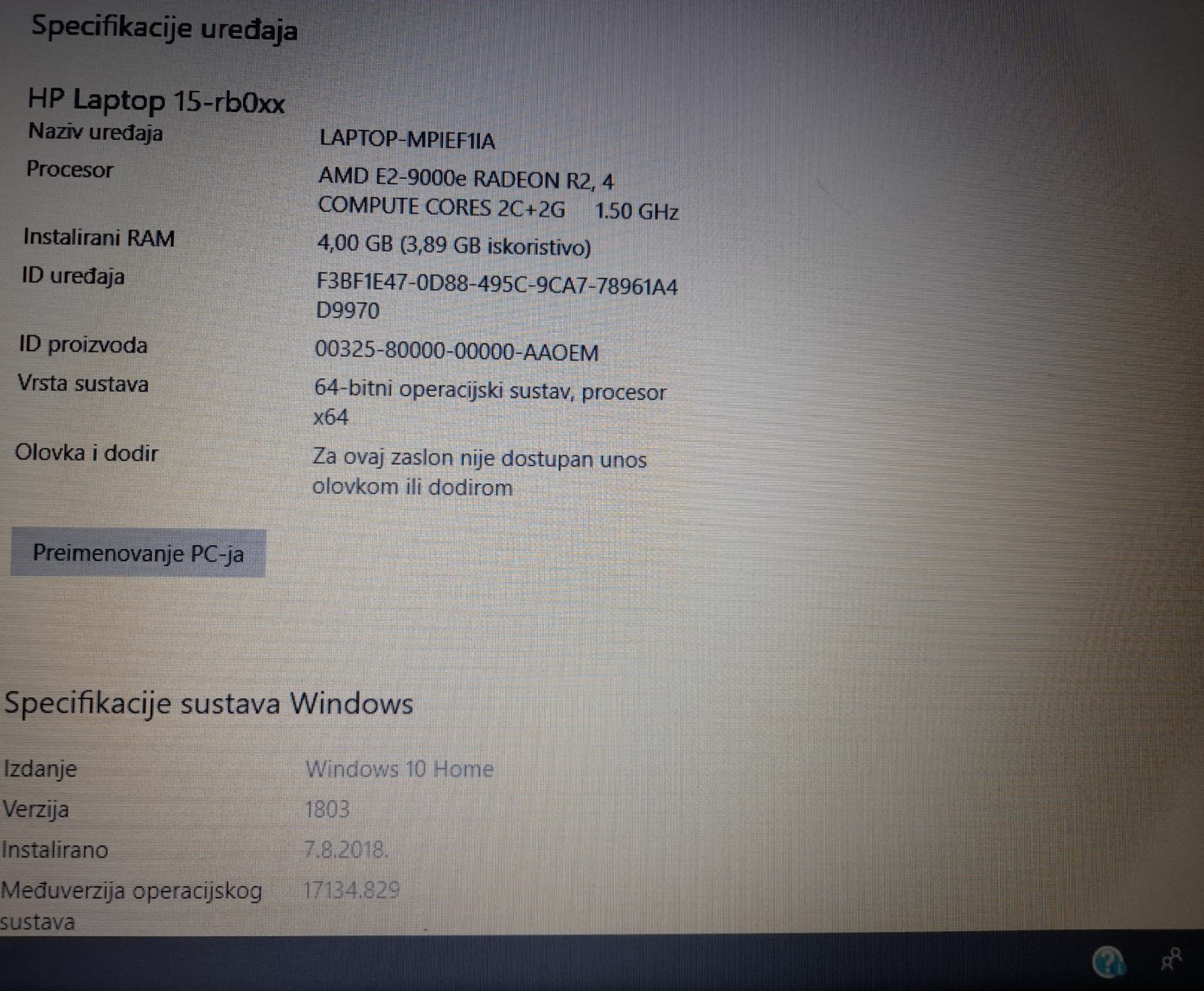 Laptop HP 15-rbOxx,Windows 10