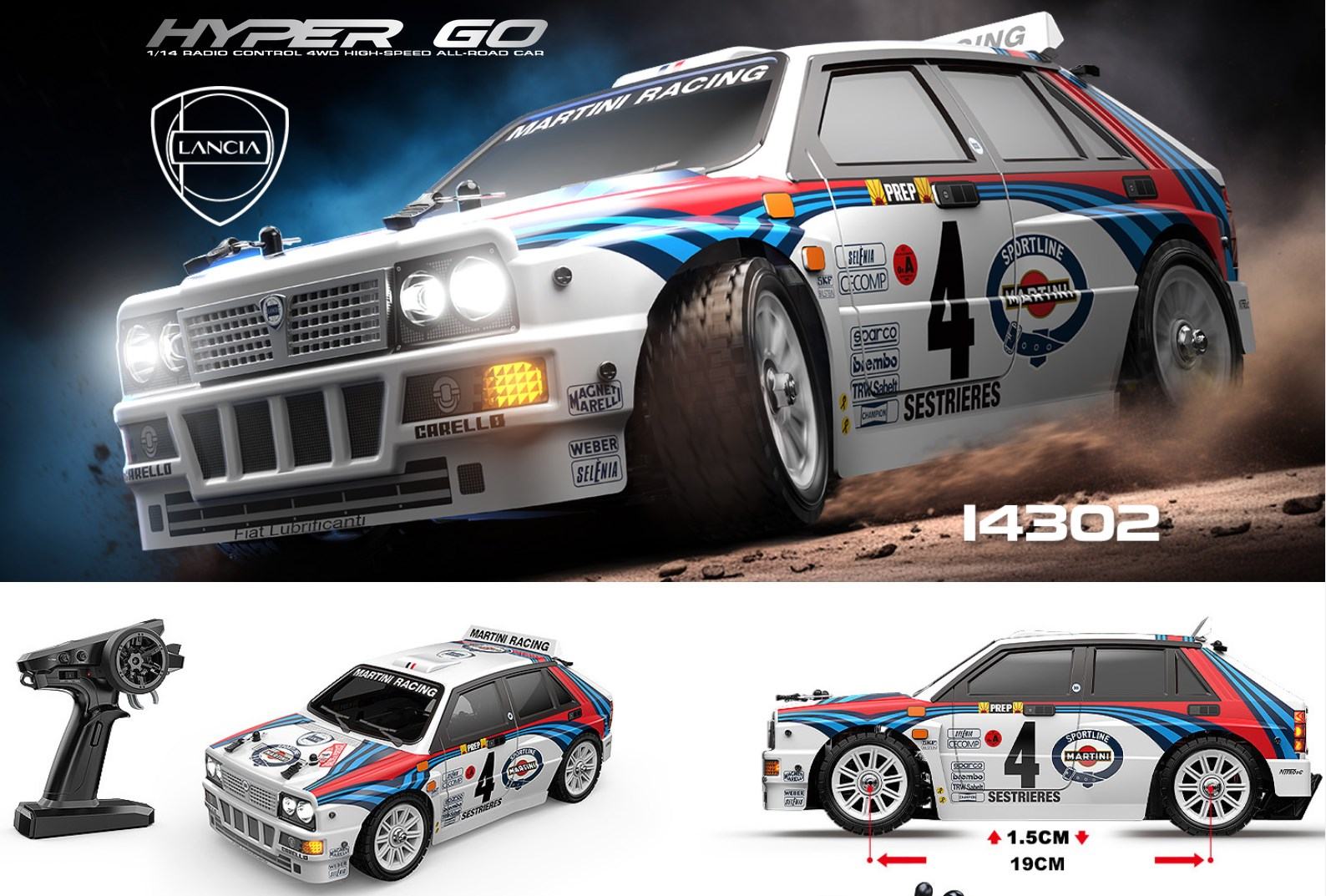 MJX Hyper Go 14302 4X4 1/16 sa 2 baterije, novo! Lancia Delta Martini