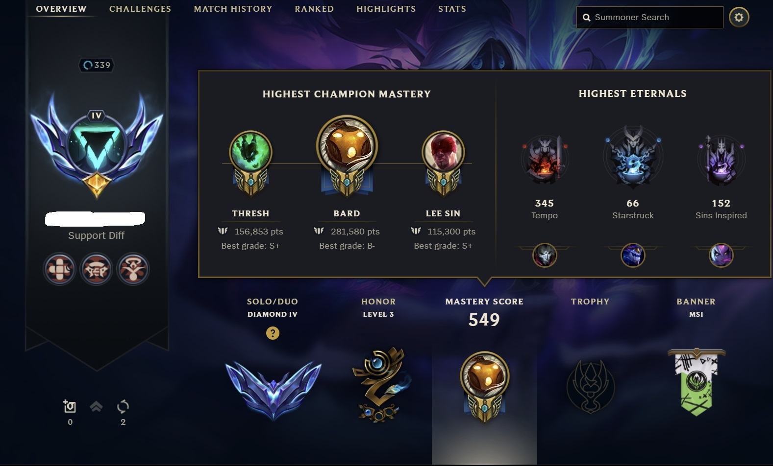 League of Legends EUNE account / LoL account (level 339, 262 skins)