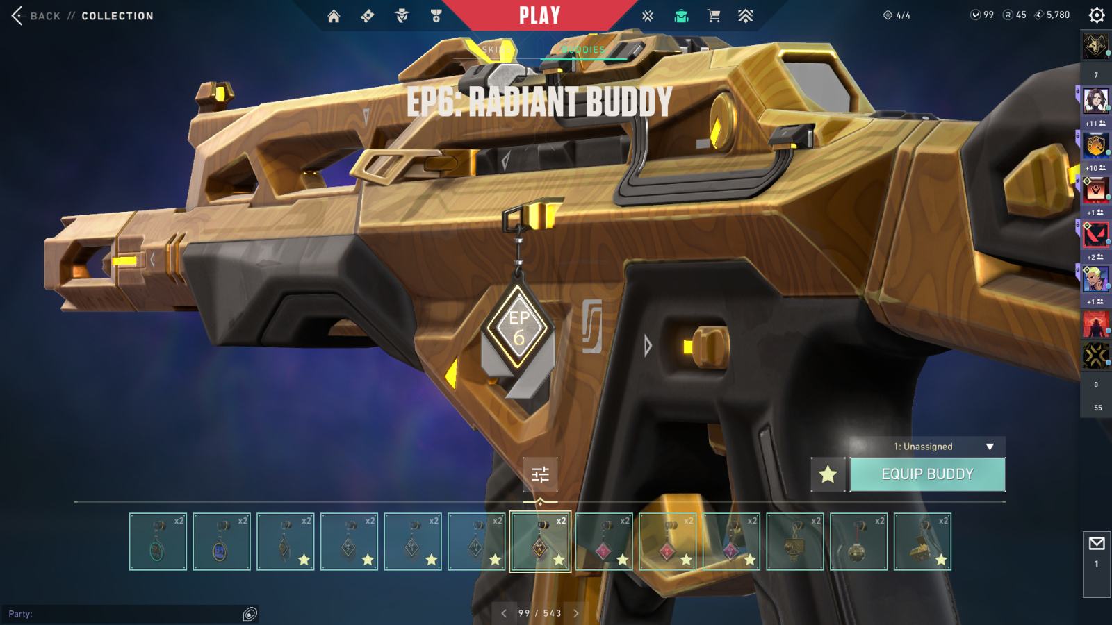 Valorant account (Radiant peak (920rr)) , riot gun buddy i dosta skins