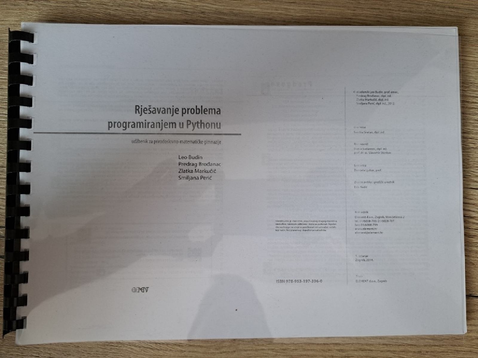 Rješavanje problema programiranjem u Phytonu - udžbenik ELEMENT