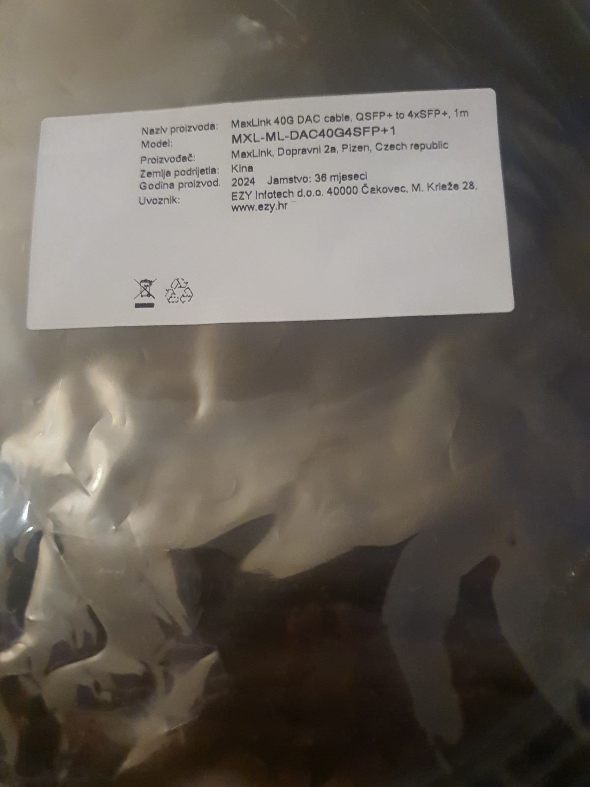 DAC kabal 40 na 4x10gb/s