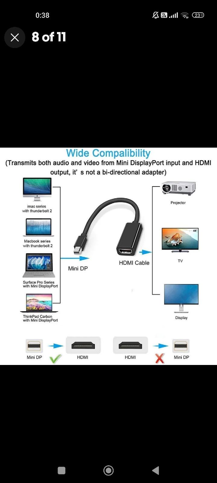 DP to HDMI Adapter Mini Display Port to HDMI Adapter Video Converter