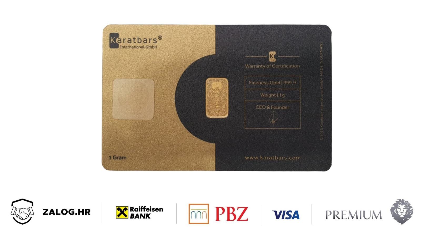 ZLATNA POLUGA 1G .999 KARATBARS ***DO 24 RATE*** R1!