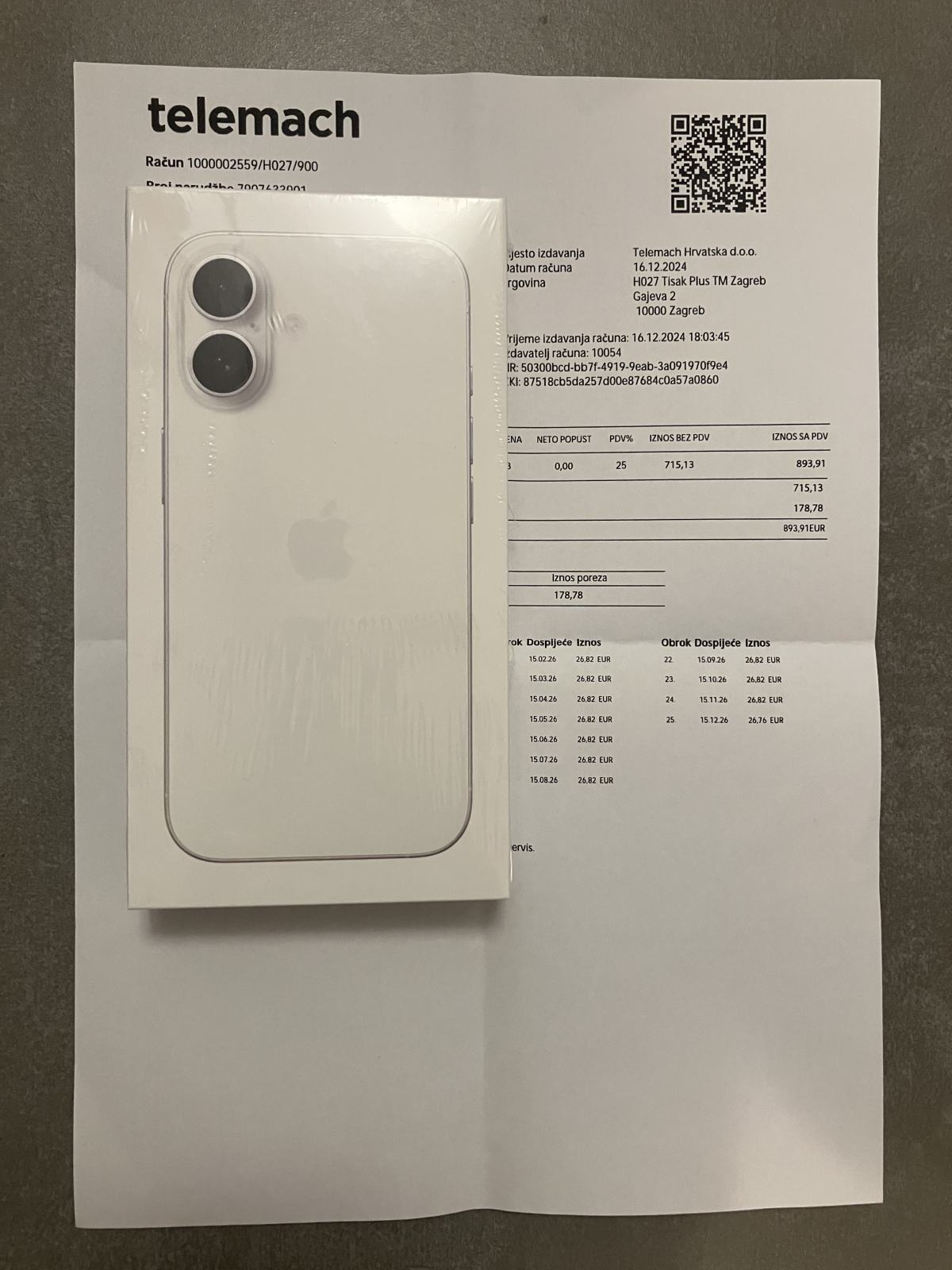 Iphone 16 128GB White NOVO