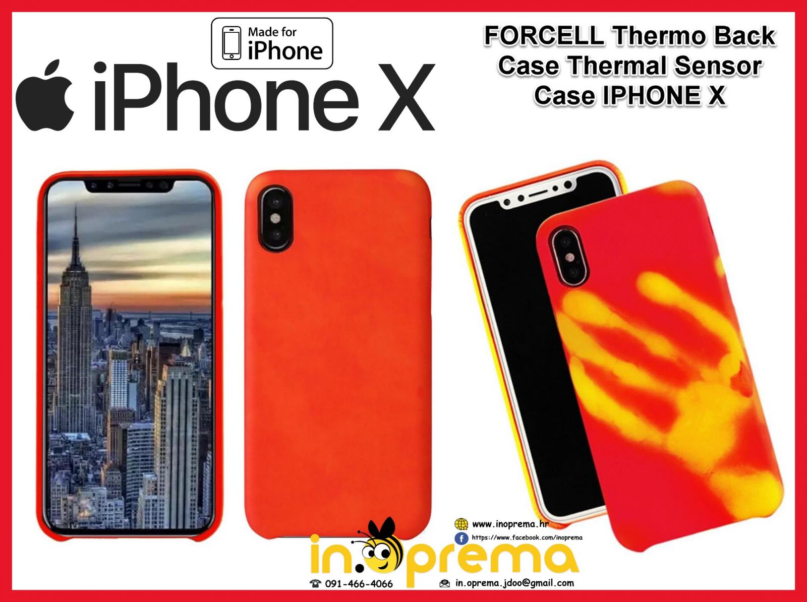 IPHONE X MASKA TPU TERMO CRVENA NOVO HIT + KALJENO STAKLO