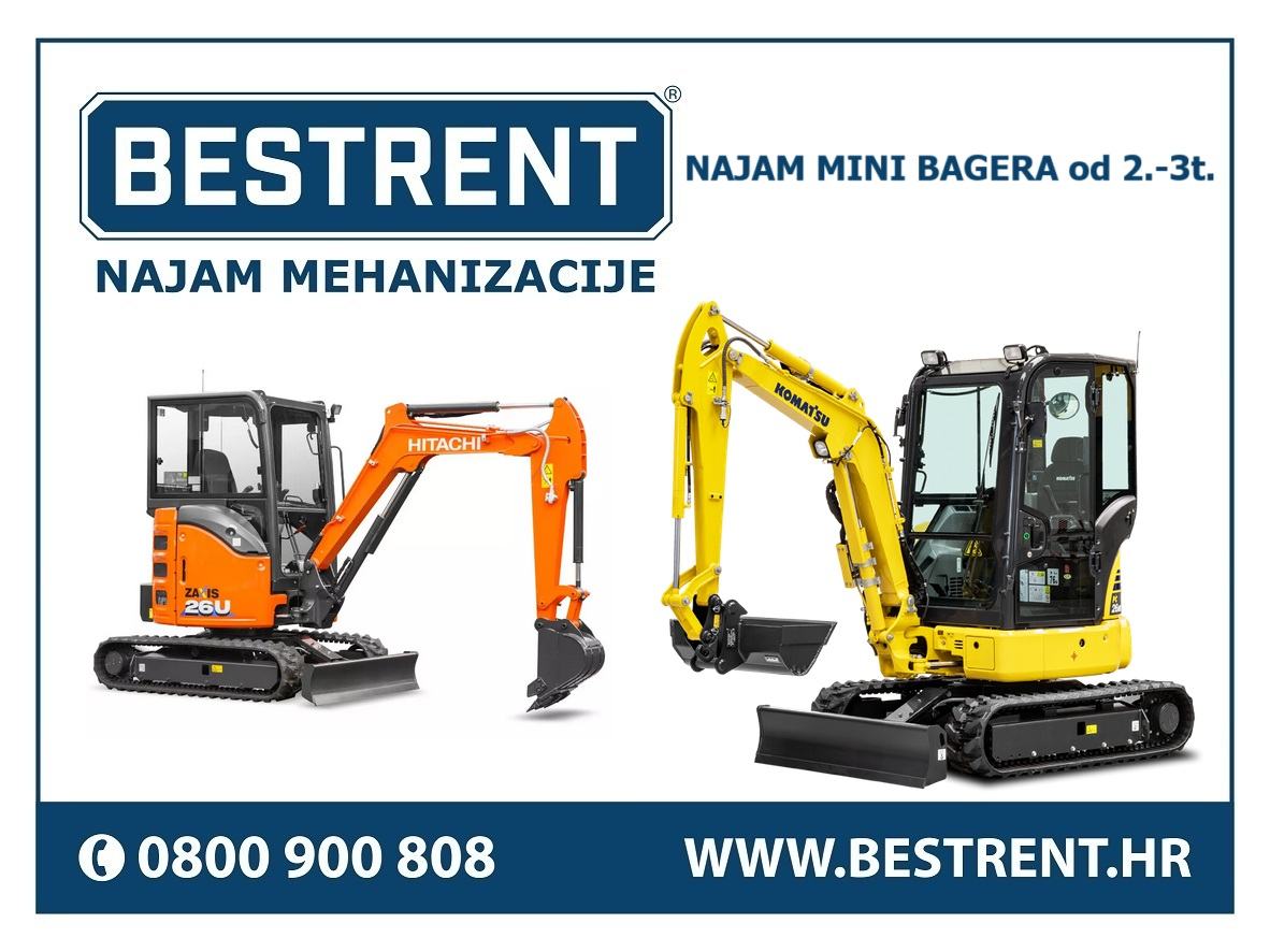 NAJAM mini bagera od 2.-3t. ZG ST OS RI ZD VŽ SK