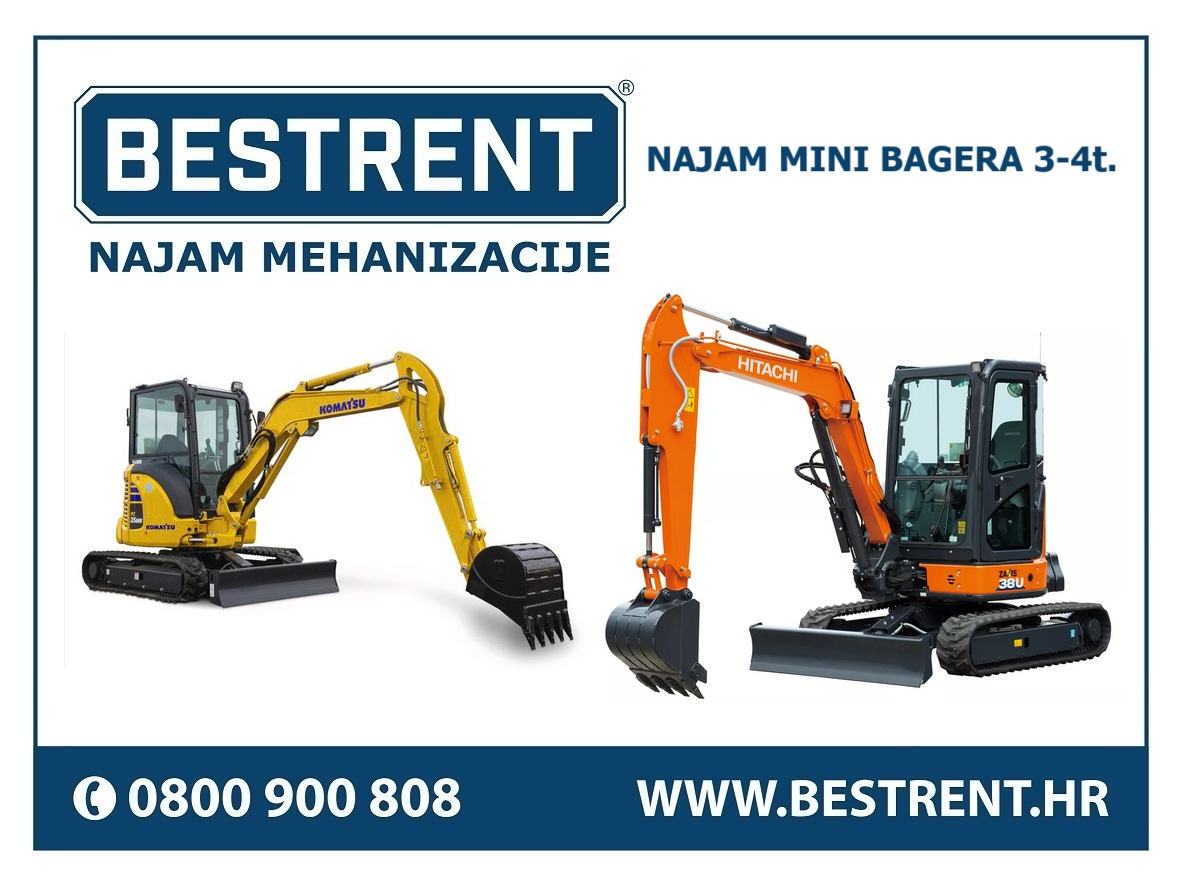 NAJAM mini bagera od 3.-4t. ZG ST OS RI ZD VŽ SK