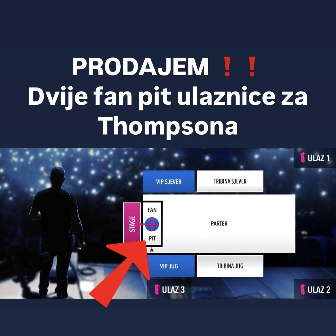 2x FAN PIT ULAZNICE ZA KONCERT THOMPSONA